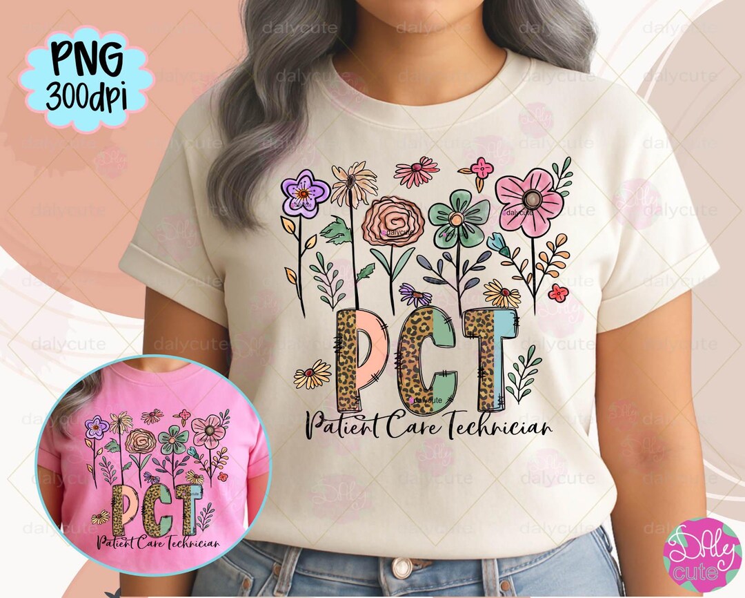 PCT Patient Care Technician PNG, Spring Flower Retro Floral Nurse ...