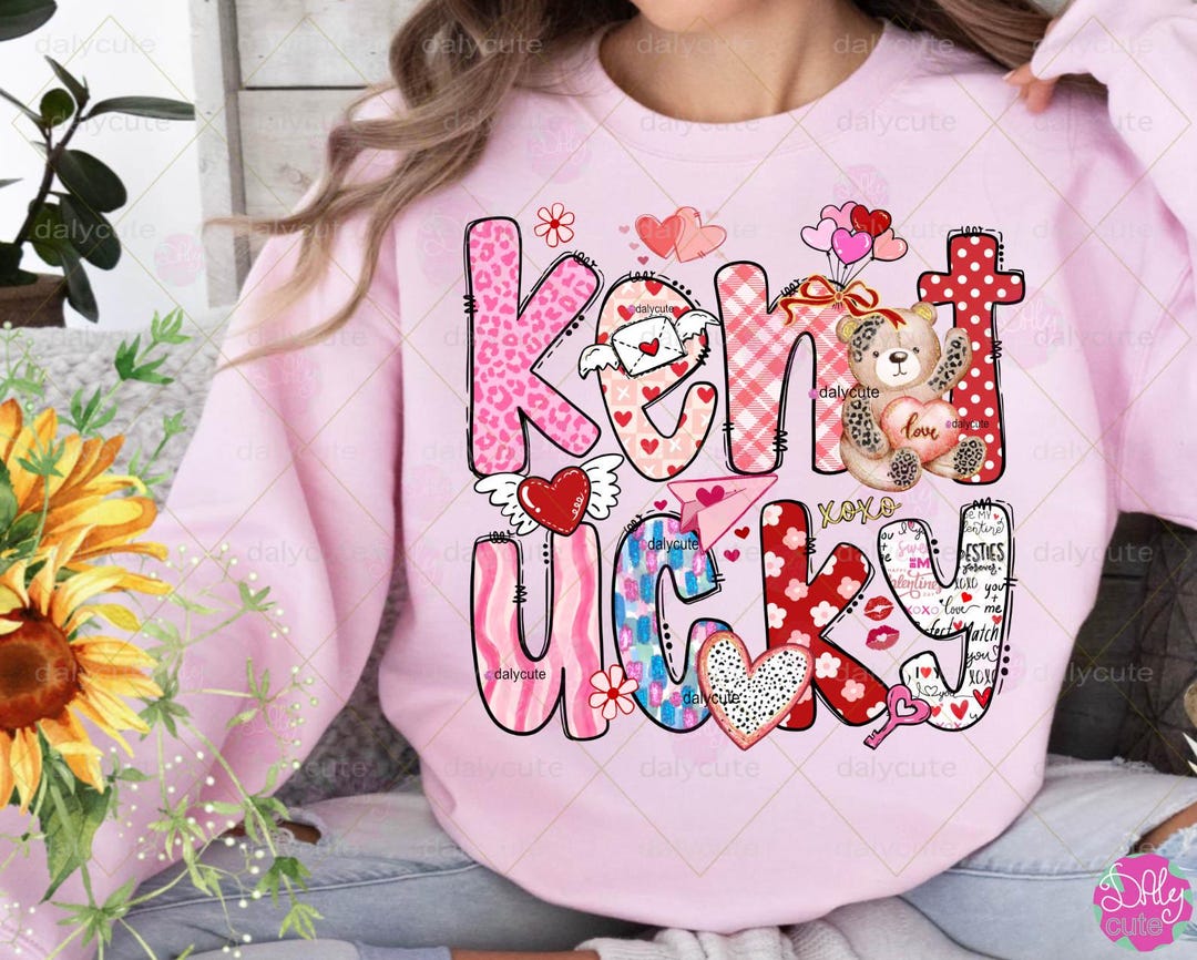Kentucky Valentine PNG, Sparkly Valentines Day Preppy Bear, Be Mine ...