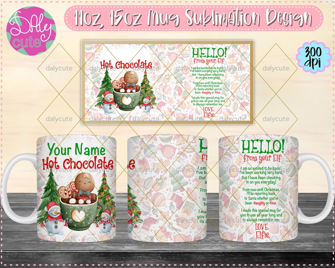Christmas Elf Mug PNG, Mug From Elf, 110z and 15oz Mug Sublimation ...