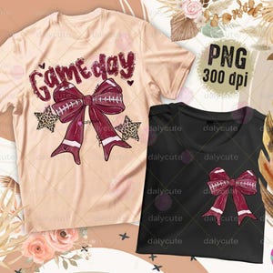Coquette Football Maroon PNG, Game Day Png, Leopard Print Maroon Bow ...