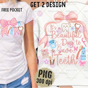 It’s a Beautiful Day to Save Teeth PNG, Coquette Bow Beautiful Dental ...