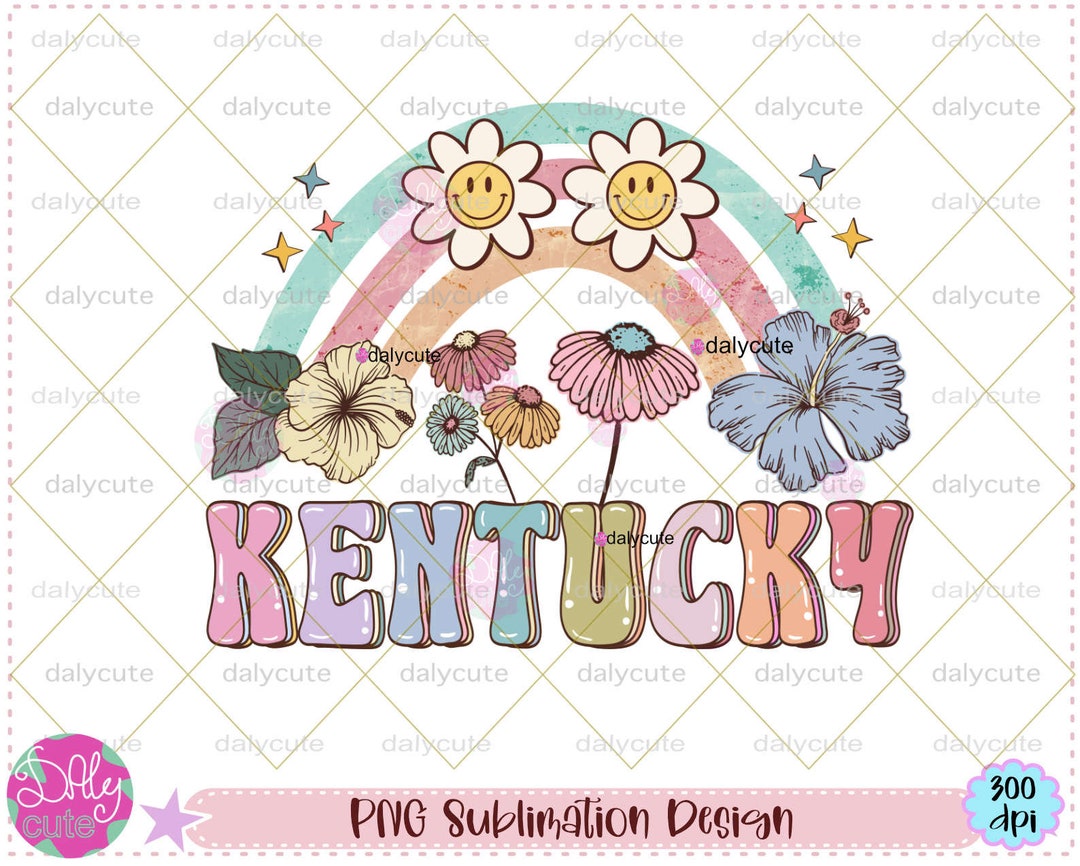 Kentucky Floral PNG, KY, Rainbow Boho Flower Design, Easter Kentucky ...