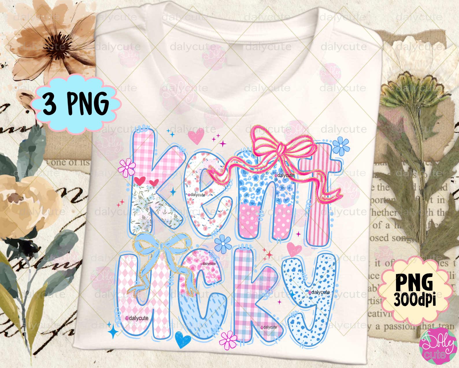 Coquette Kentucky PNG, KY Valentine, Preppy Floral State of Kentucky ...