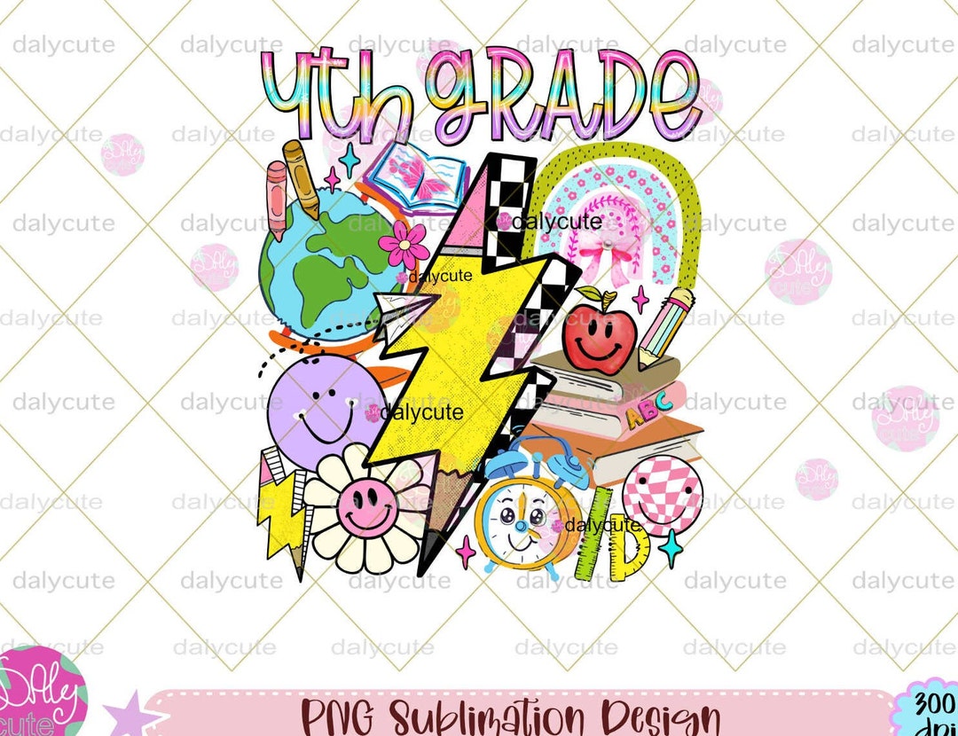 Fourth Grade Png, 4th Grade Png, Back to School Groovy Teacher, Team ...