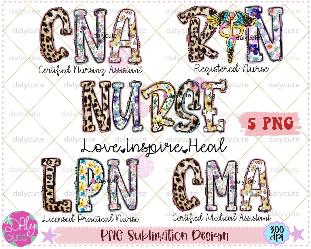 Nurse Sublimation, Boho Flowers, Leopard Print Floral, CNA Png ...