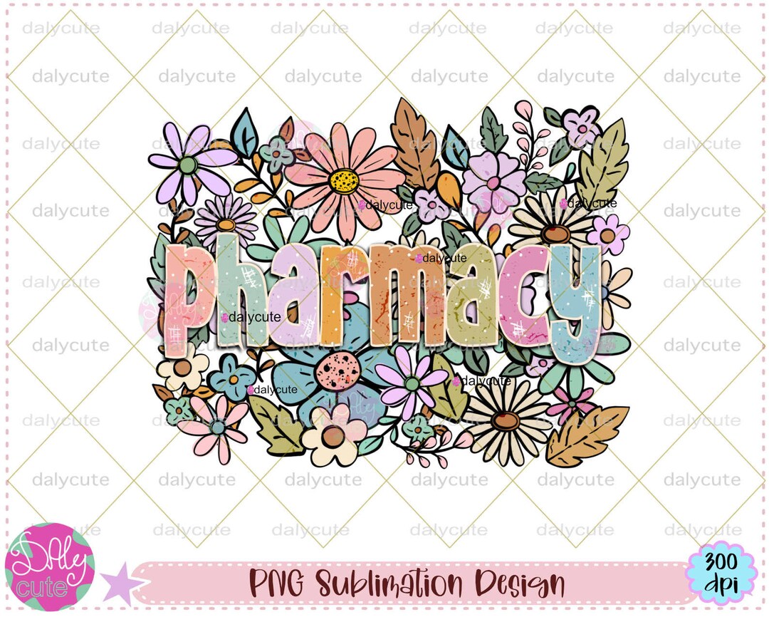 Floral Pharmacy PNG: Boho Healthcare Worker Sublimation Design (digital ...