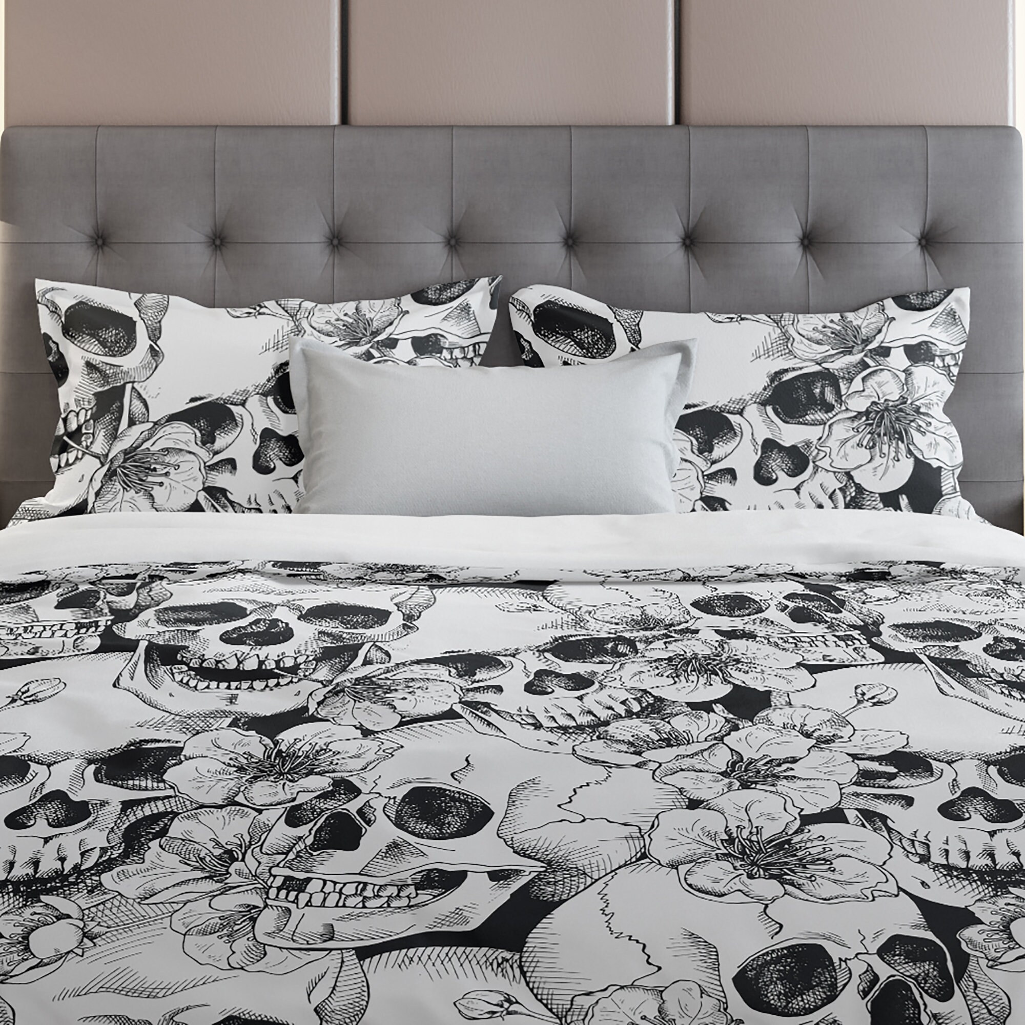 Black and White Skull Bedding Etsy