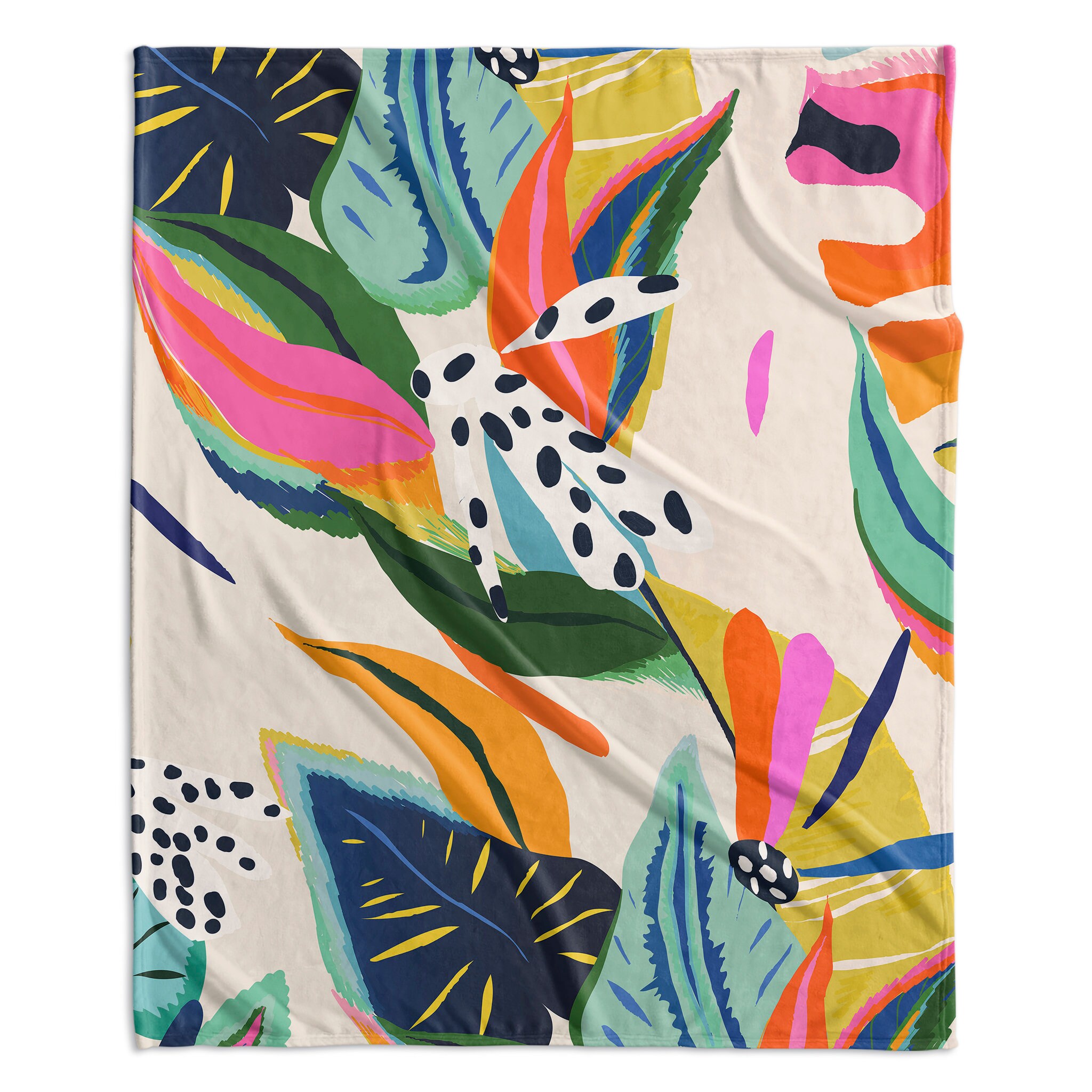 Colorful Maximalist Botanical Sherpa Throw Blanket - Boho Blanket ...