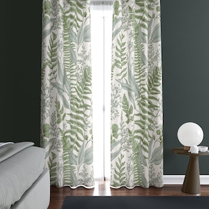 Vintage Forest Fern Light Window Curtains - Window Covering - Etsy