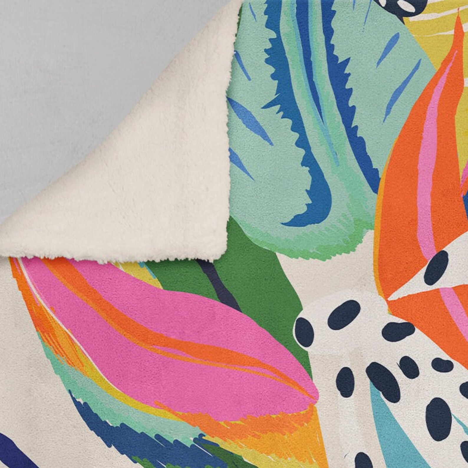 Colorful Maximalist Botanical Sherpa Throw Blanket - Boho Blanket ...