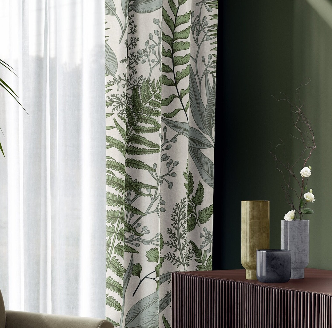 Vintage Forest Fern Light Window Curtains - Window Covering - Etsy