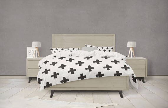 Black and white swiss cross pattern Bedding | Etsy