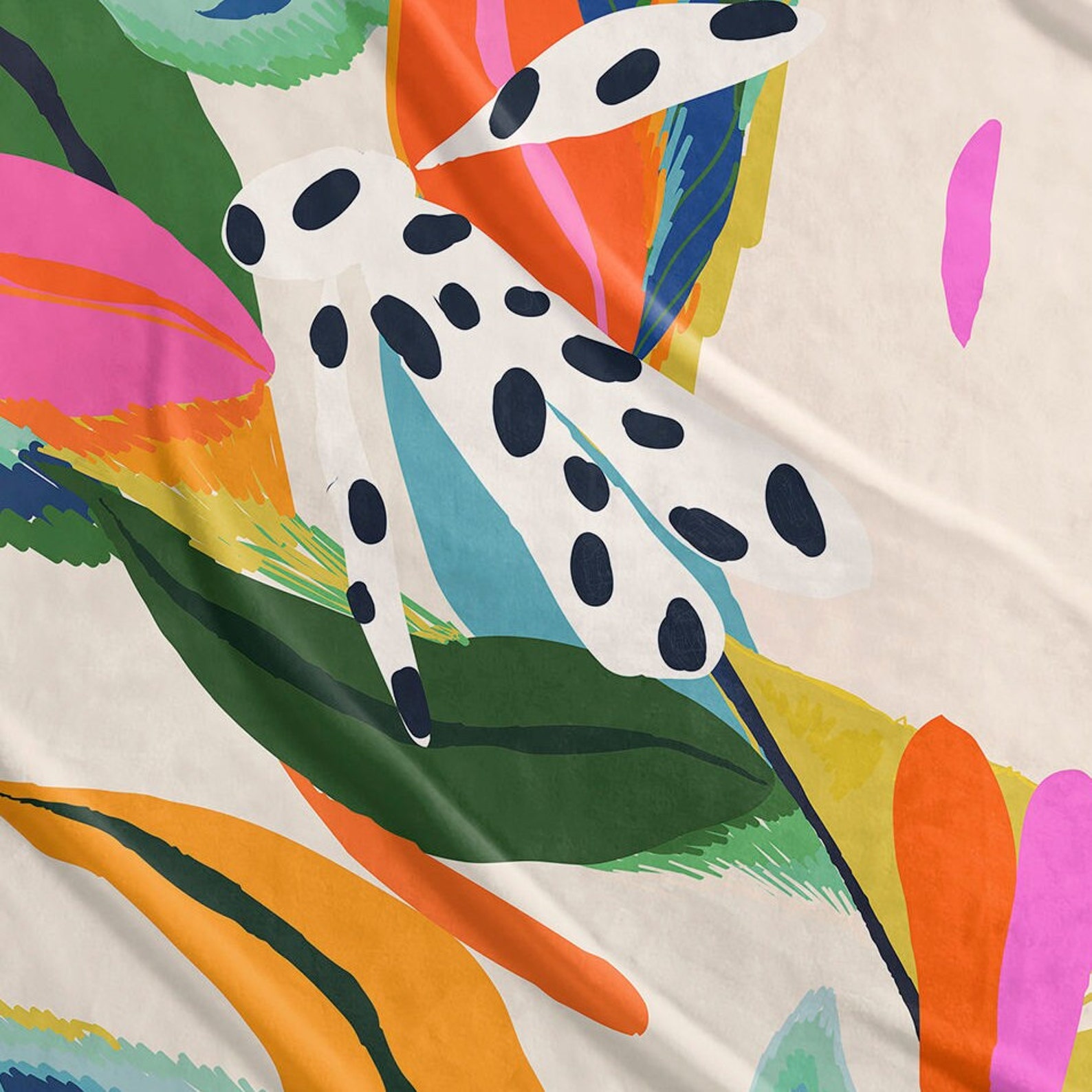 Colorful Maximalist Botanical Sherpa Throw Blanket - Boho Blanket ...