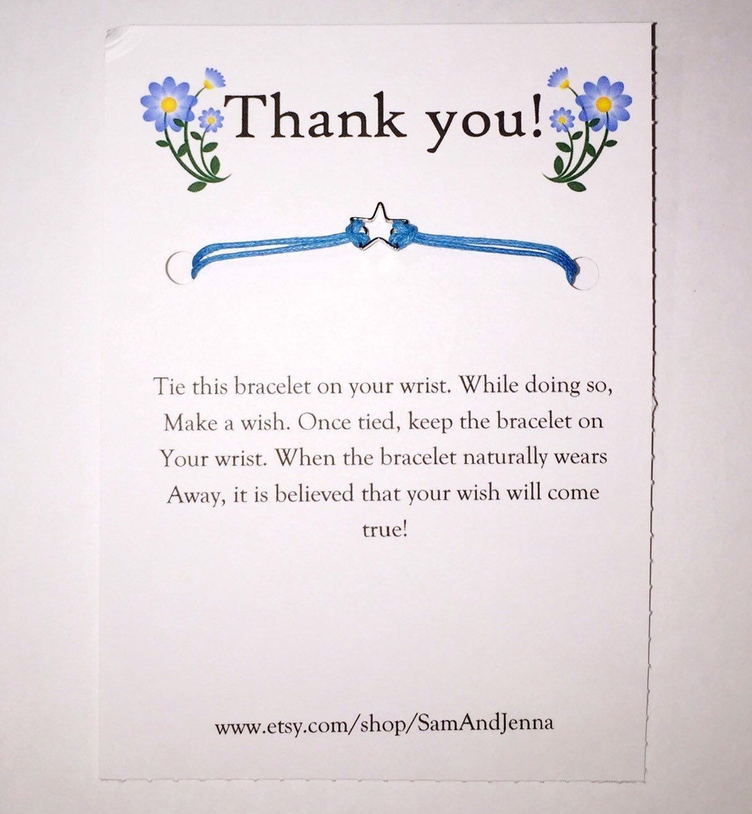 Thank You Wish Bracelet W/ Custom Cord (thank You Gift, Appreciation ...