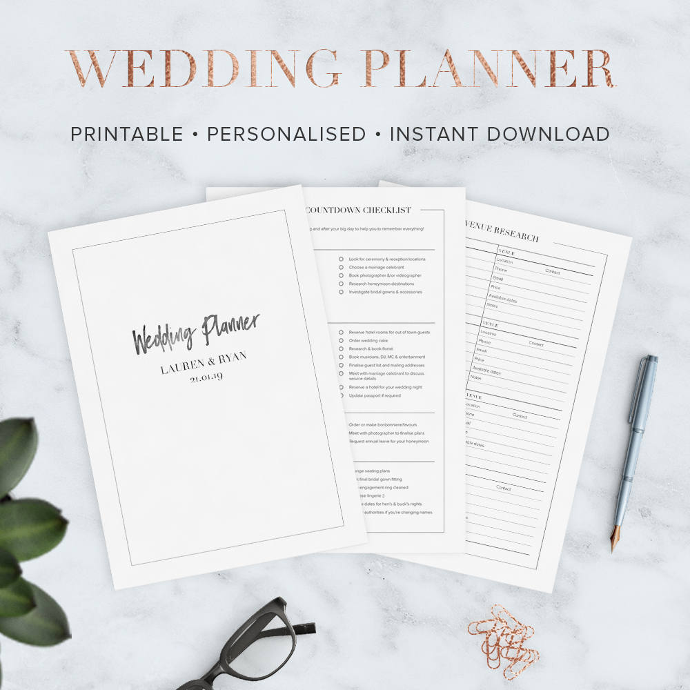 PRINTABLE Wedding Planner | DIY Wedding Binder | Personalised Wedding ...