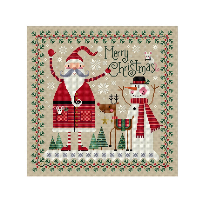 Round Santa Cross Stitch - Etsy