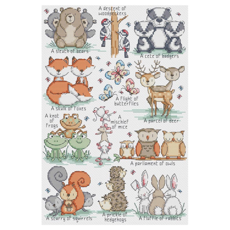 Collective Nouns - Durene J Cross Stitch PDF Pattern - Etsy Australia