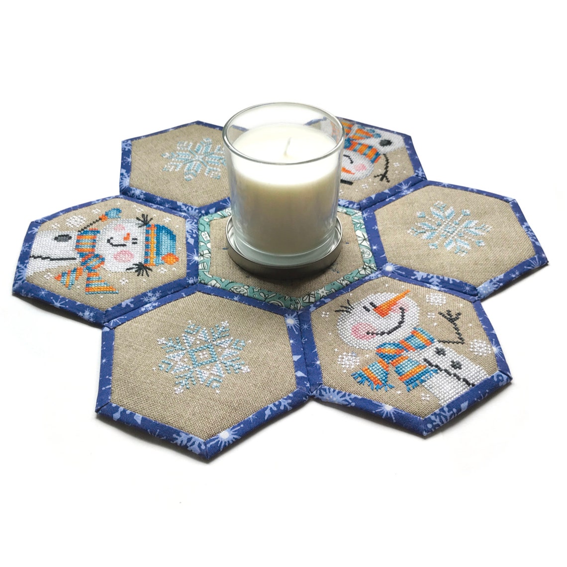 Snowman Candle Mat - Durene J Cross Stitch Pattern - DJXS2499 - Etsy