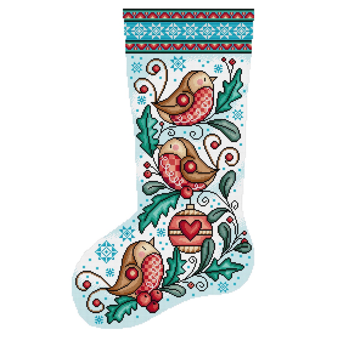 Robin Christmas Stocking - Durene J Cross Stitch Pattern - DJXS2496 - Etsy