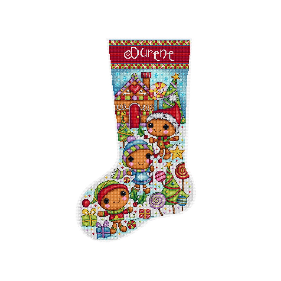 Gingerbread Christmas Stocking - Durene J Cross Stitch - DJXS2299 - Etsy
