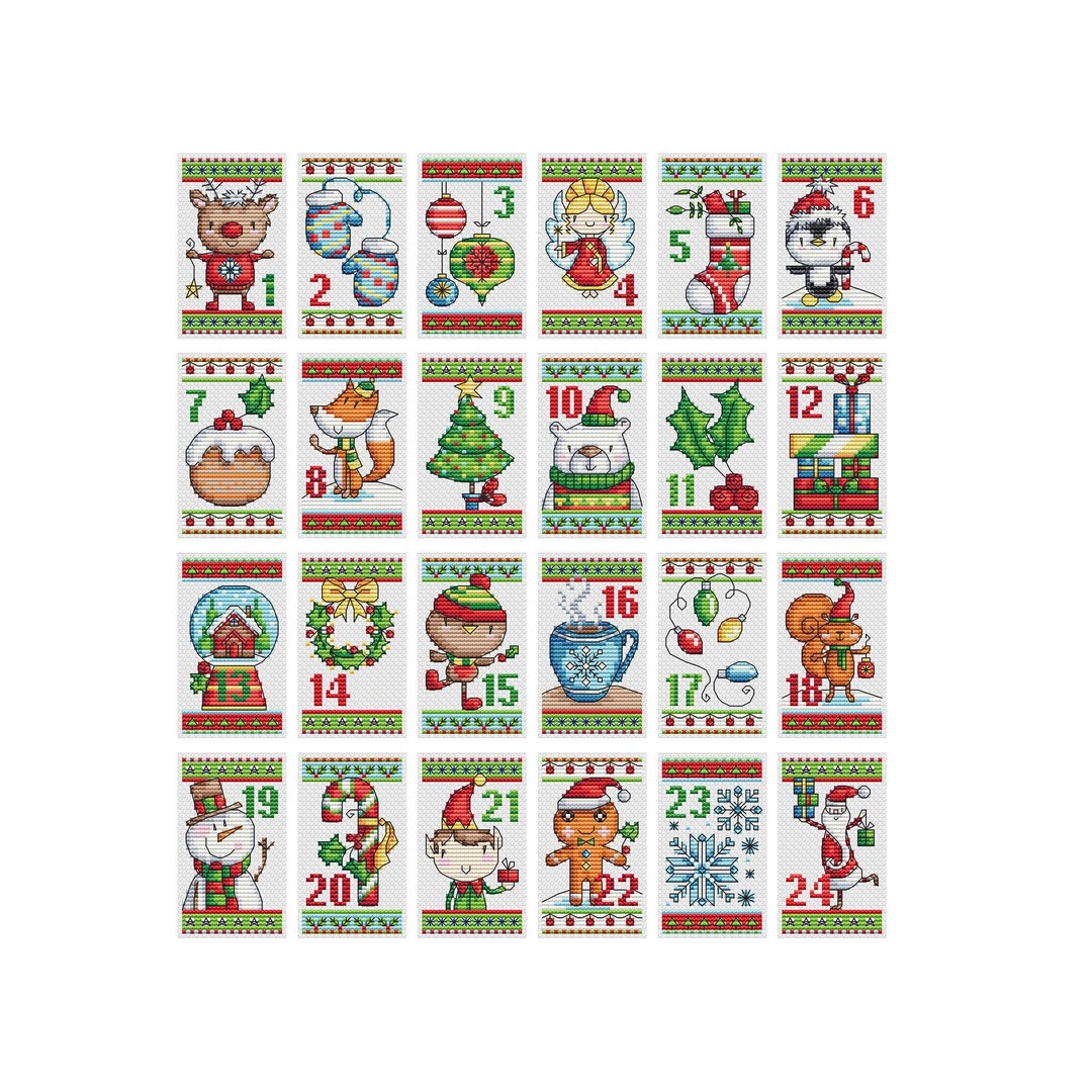 Christmas Advent Calendar - Set of 24 - Durene J Cross Stitch Pattern ...