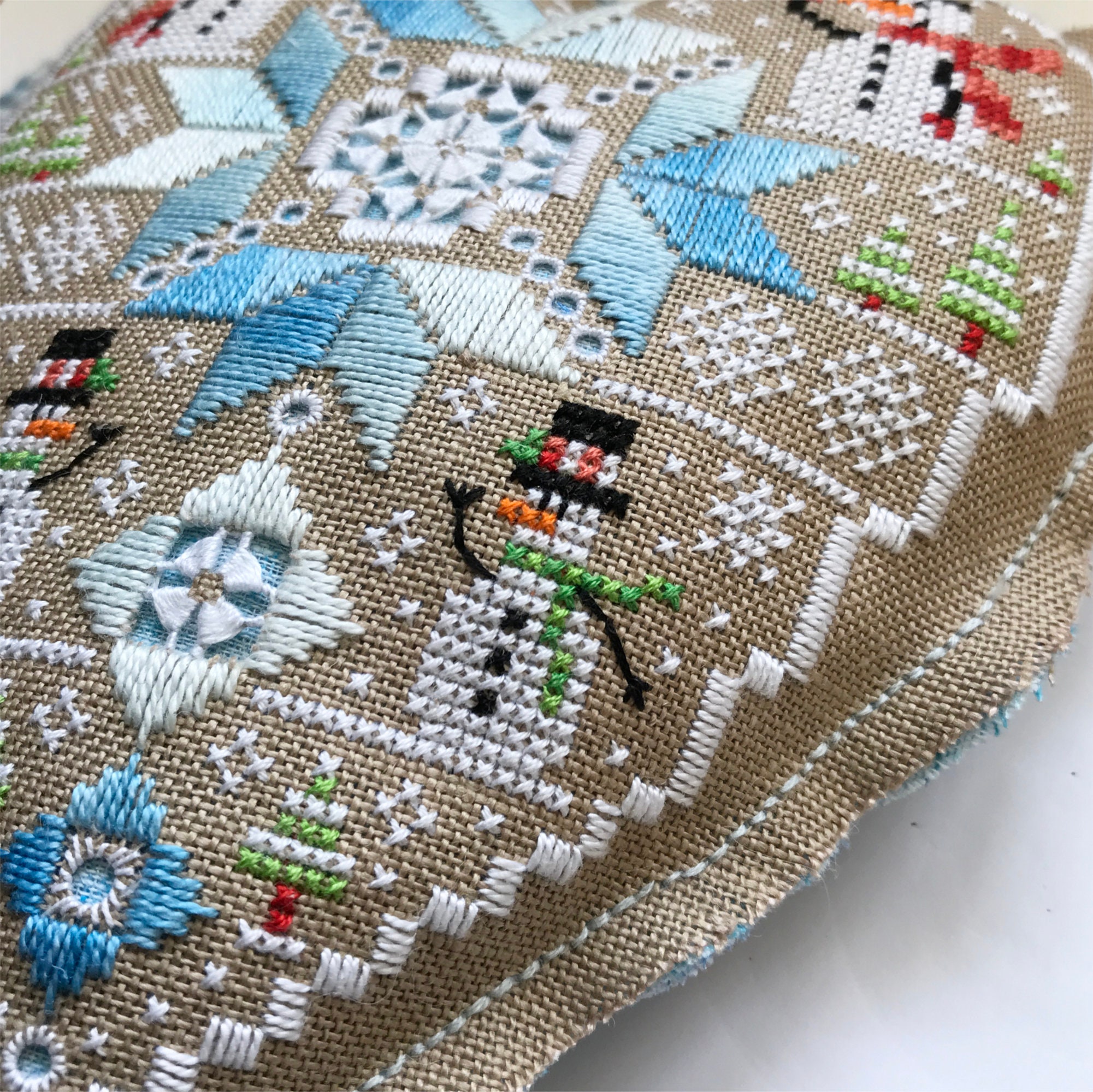 Snowman Heart Ornament Cross Stitch and Hardanger Pattern - Etsy