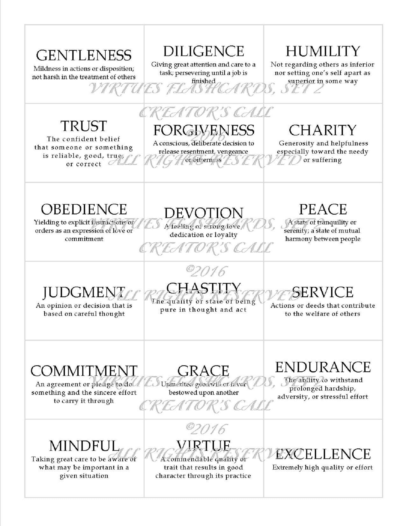 Character Trait Definition Flashcards Set 2 Digital - Etsy