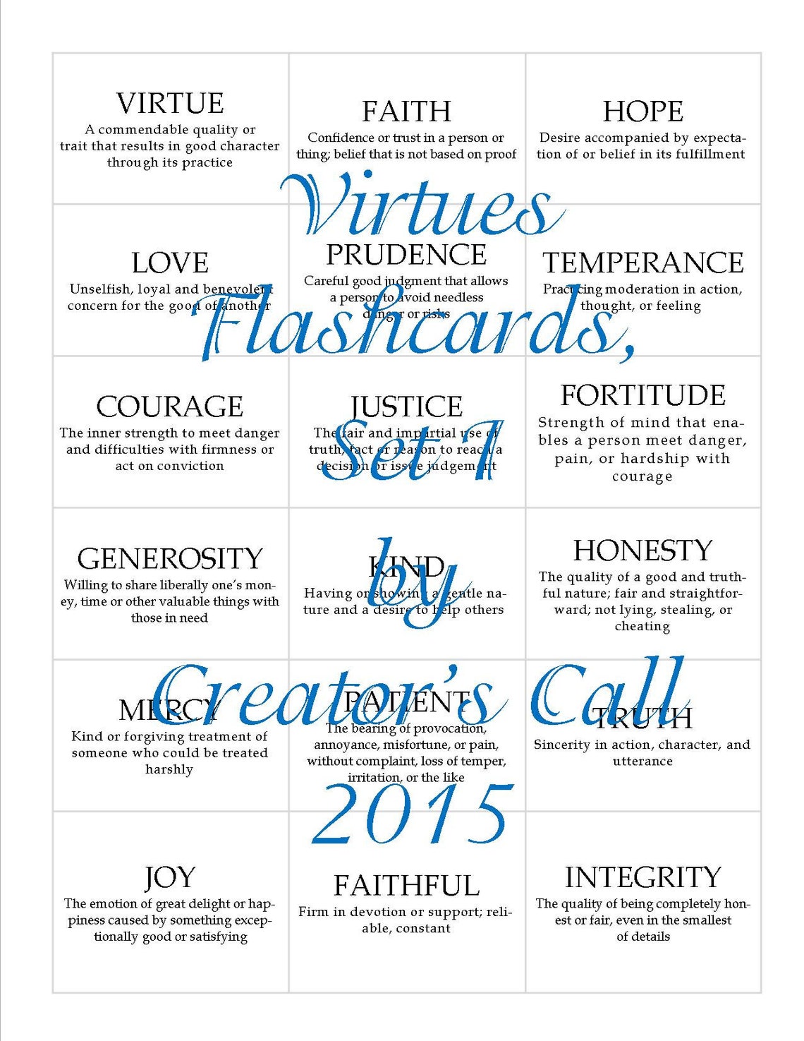 Character Traits Definition Flashcards Set 1 Set of 18 | Etsy