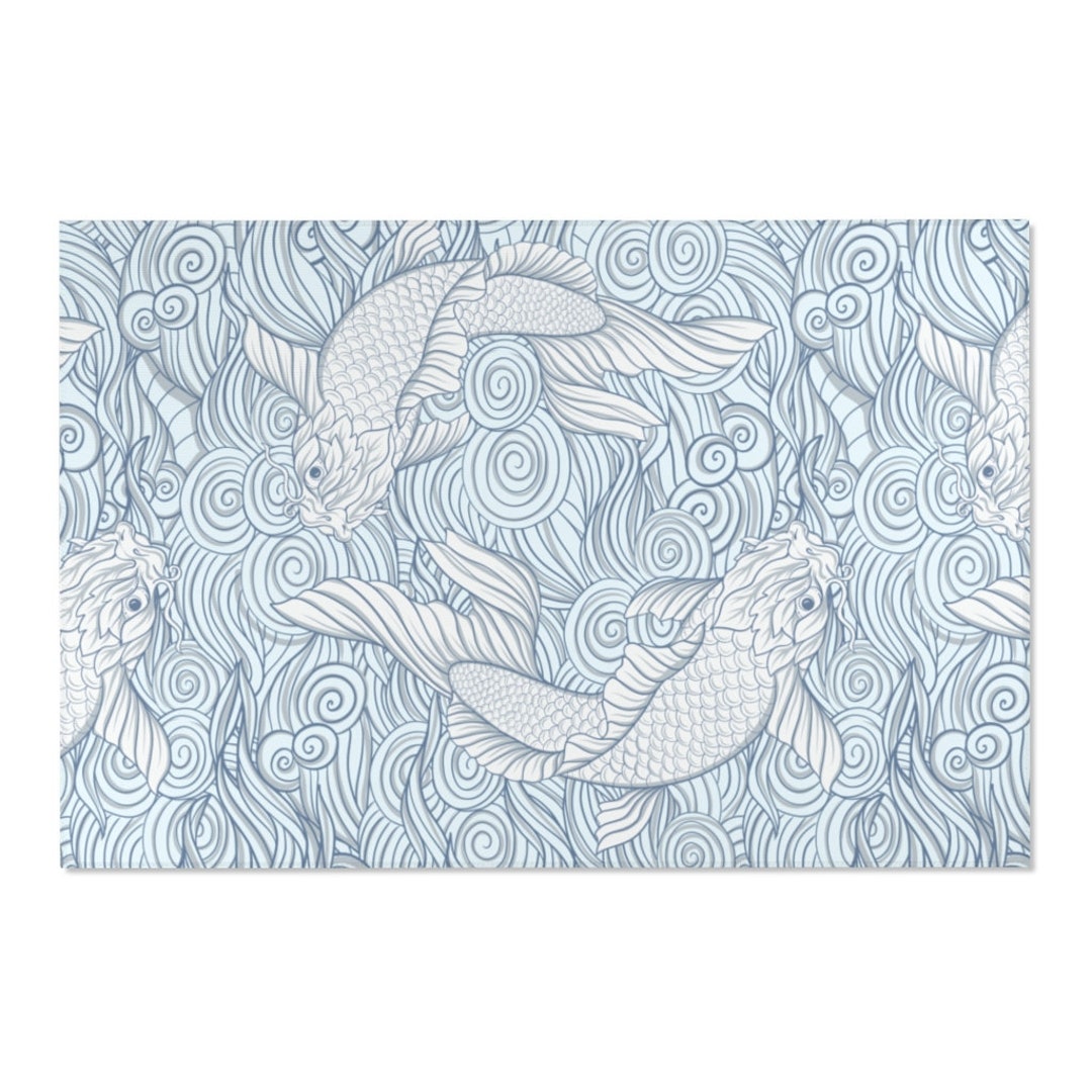 Koi Fish Area Rug, Koi Fish Rug, Koi Fish Gift Idea, Koi Fish Gift for ...