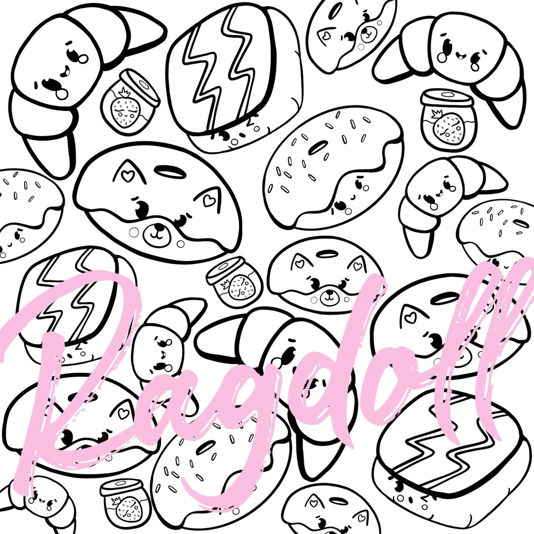 Colouring Page PRINTABLE Kawaii Donut Doughnut Yum Colouring Page ...