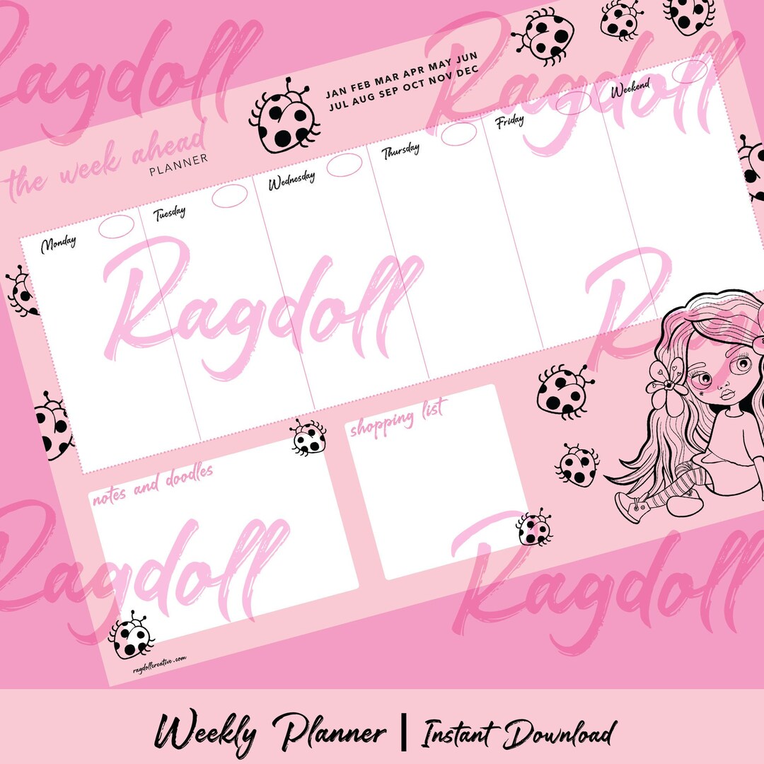 PRINTABLE A4 Ladybug Ladybird - Weekly Planner - Blythe Doll - Kawaii ...