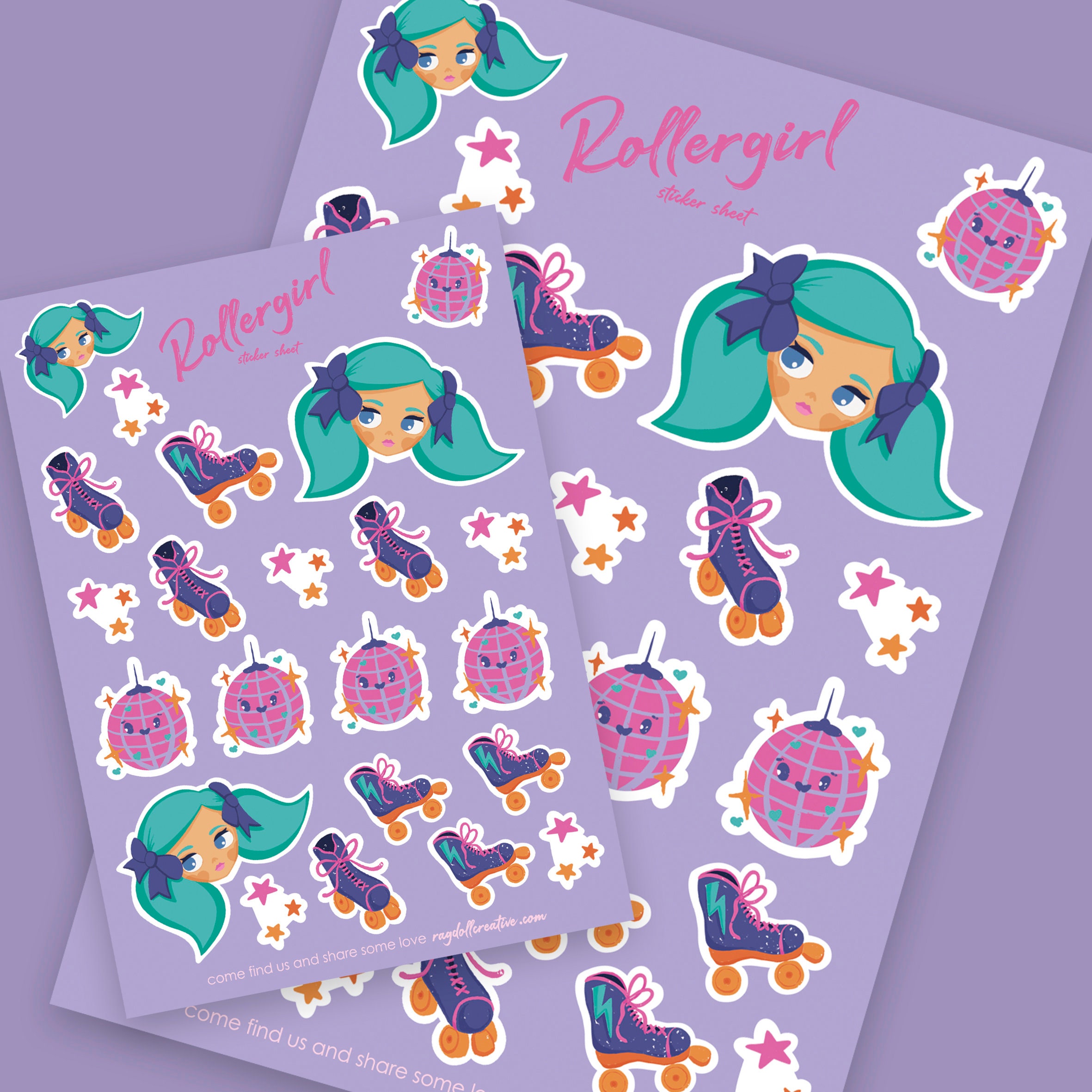 Cute Kawaii Rollerskate Doll Sticker Sheet Set - Etsy