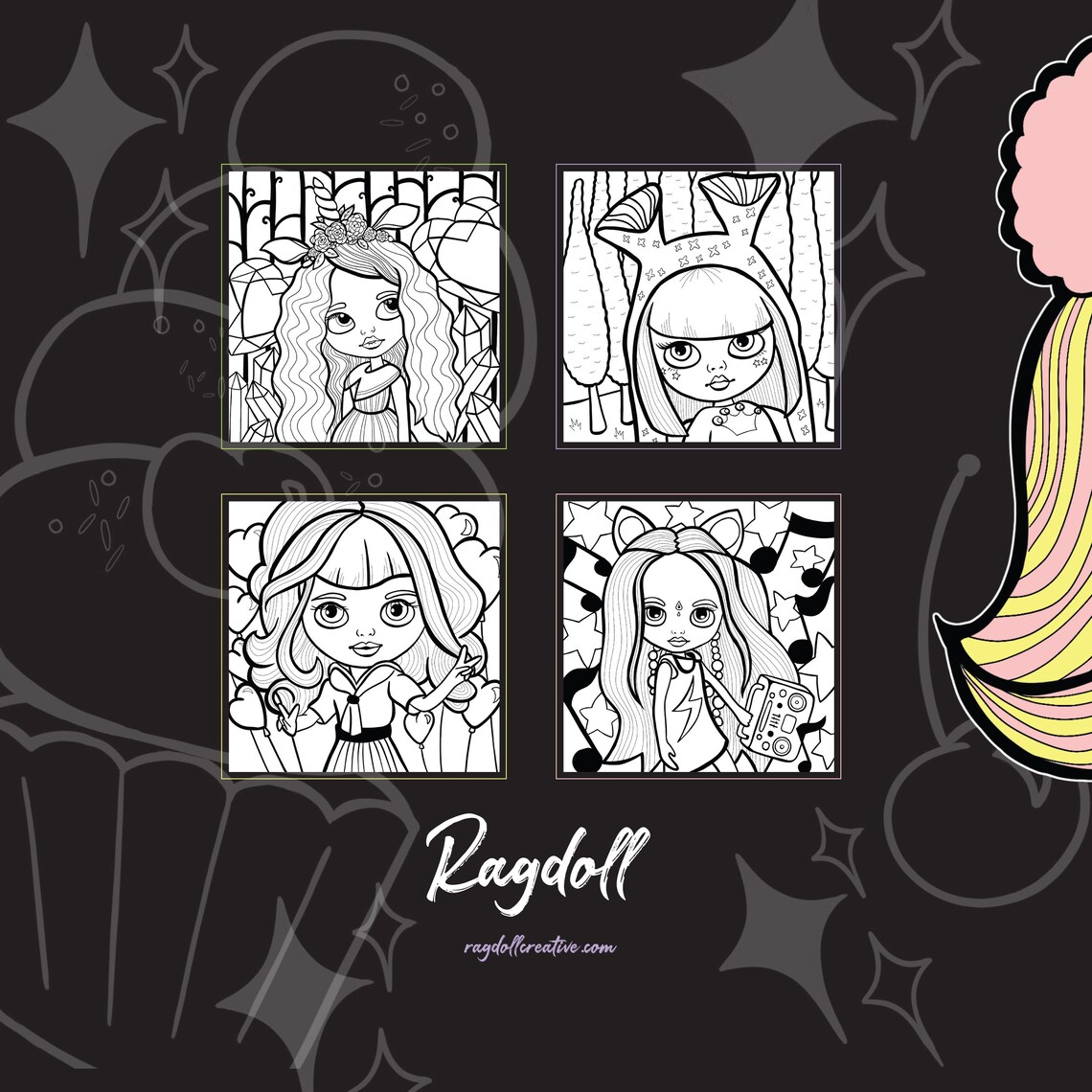 Blythe Dolls to Colour Colouring Book Volume 1 PRINTABLE - Etsy