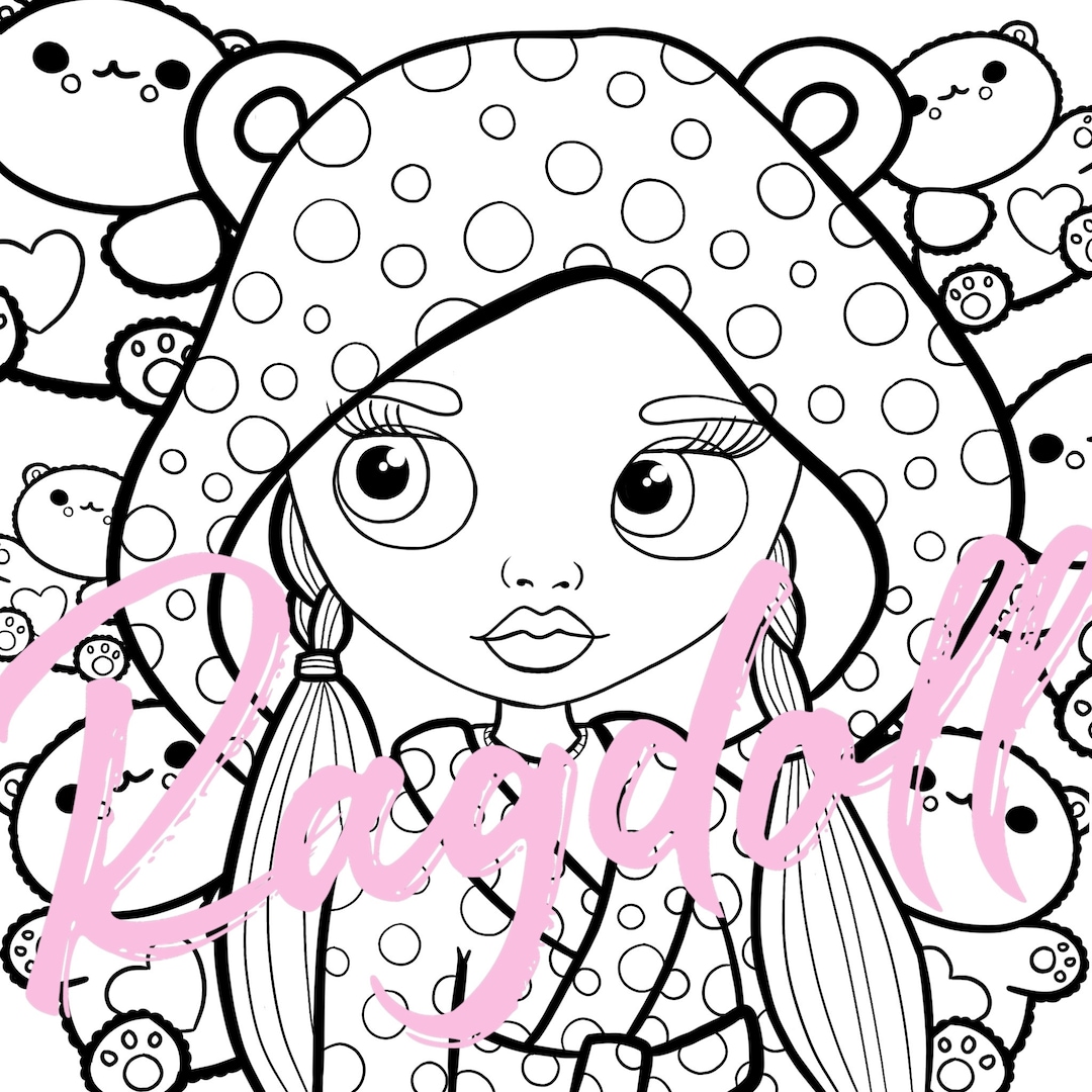 Colouring Page PRINTABLE Sleepy Bedtime Teddy Doll Colouring Page ...
