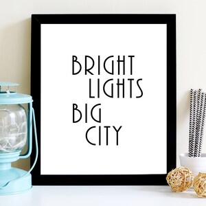 Bright Lights Big City, 80's Movies, Typography Art Print, Black White ...
