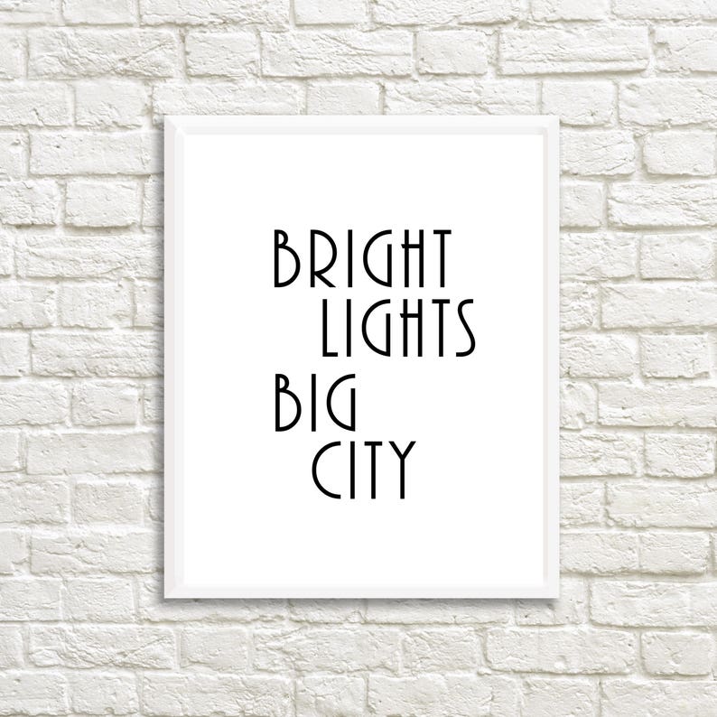 Bright Lights Big City, 80's Movies, Typography Art Print, Black White ...