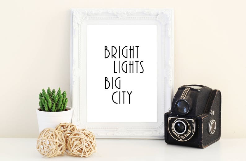 Bright Lights Big City, 80's Movies, Typography Art Print, Black White ...
