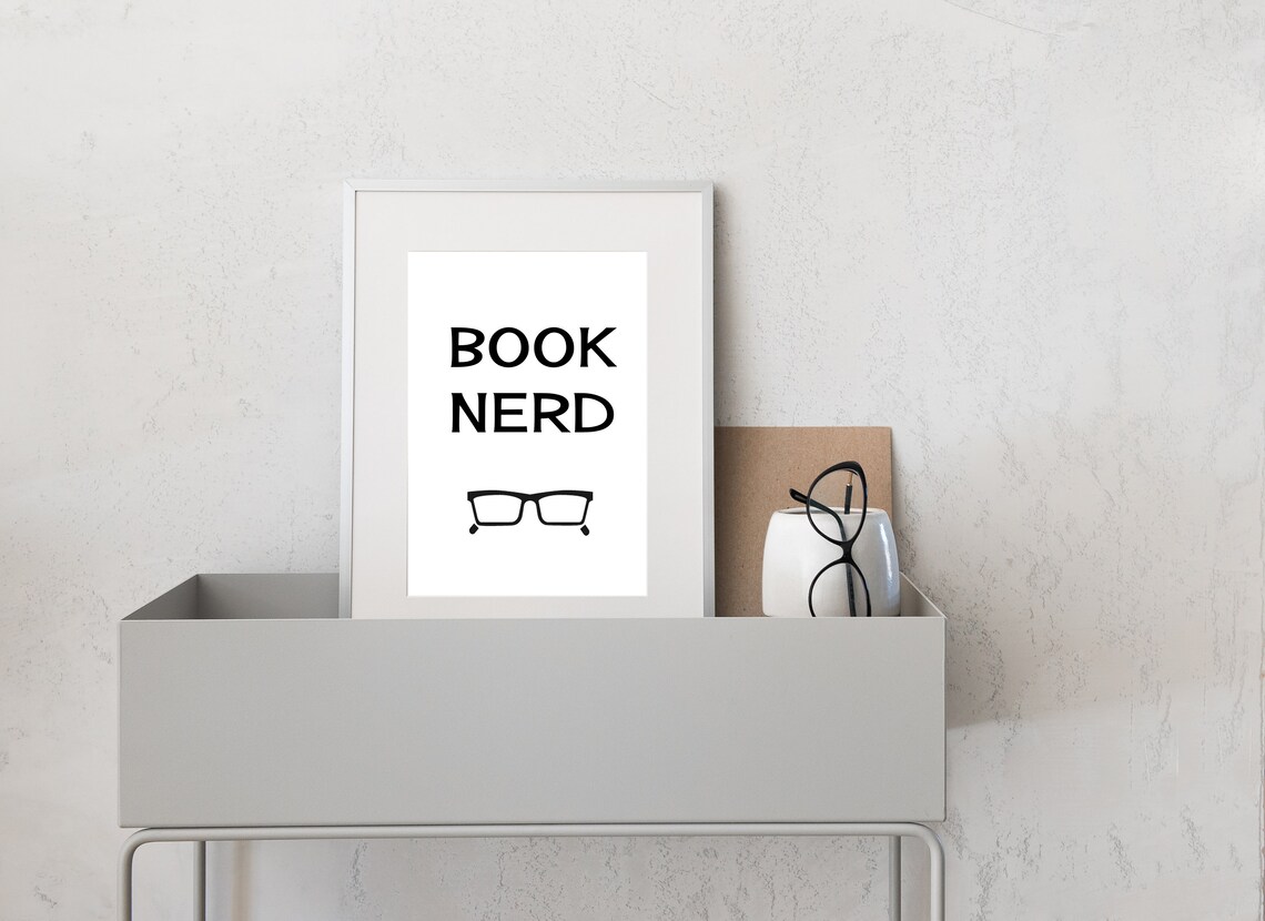 Book Nerd, Book Lover, Typography Art, Home Office Decor, Book Sign ...