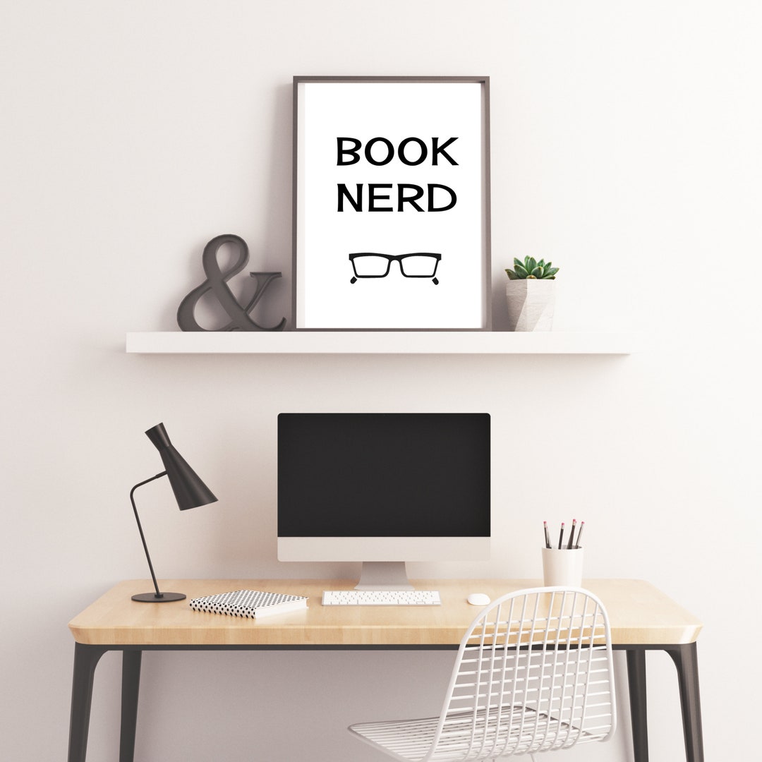Book Nerd, Book Lover, Typography Art, Home Office Decor, Book Sign ...