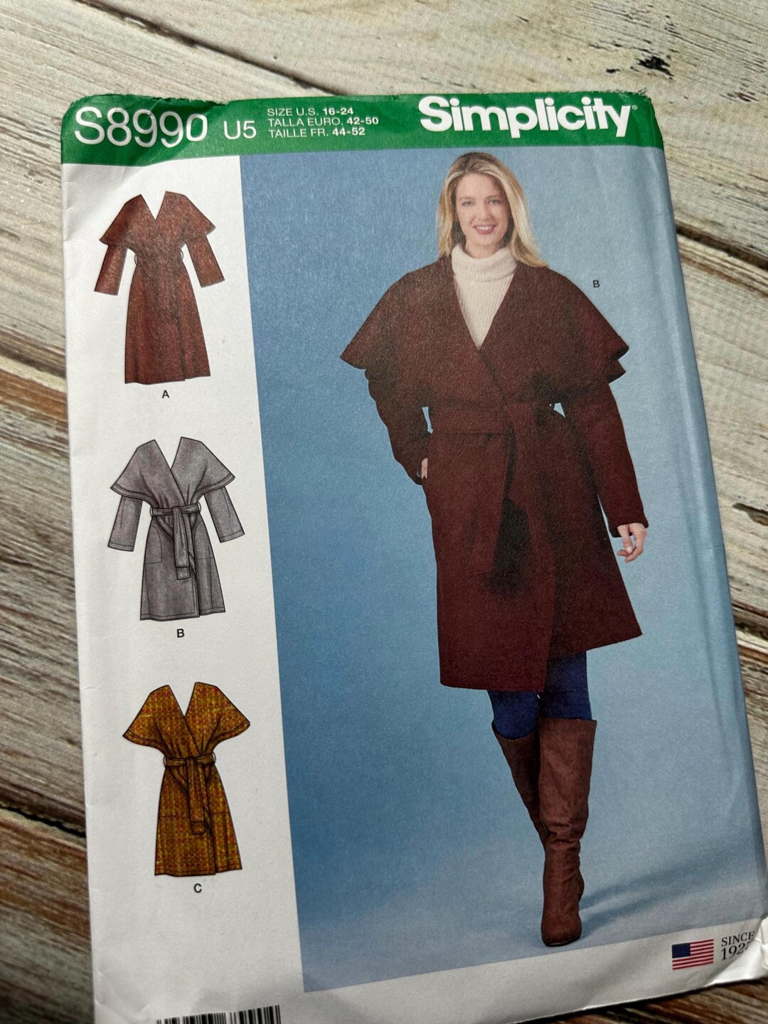 Womens Plus Wrap Coat With Cape Shoulders Sizes 16-24. Paper Sewing ...