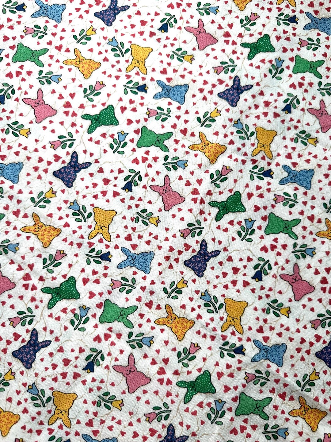 Bunny Tulips Hearts Little Quilts by Fabri Print. Vintage 90s OOP Rare ...