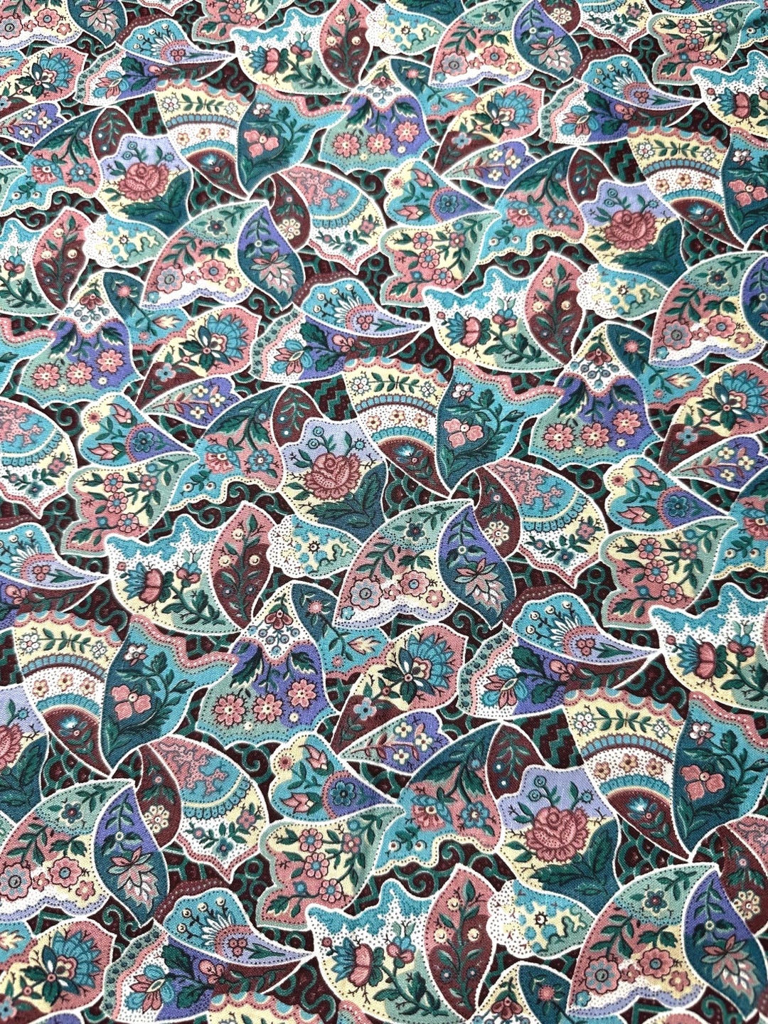 Paisley Roses Teal Pink Green Purple Yellow Joan Messmore VIP Cranston ...