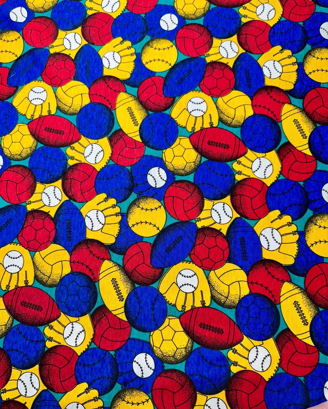 Bright Sports Fabric. Tandem Textiles Vintage Knit Apparel. Red, Yellow ...