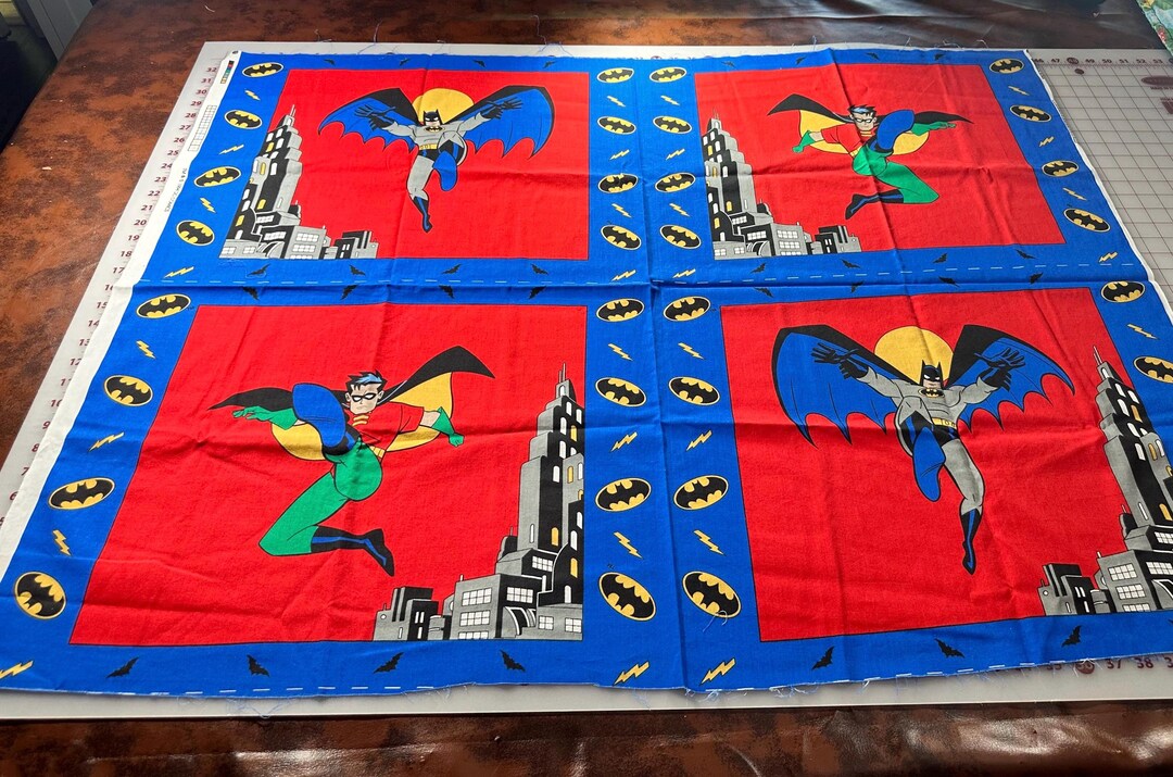 Batman & Robin Square Cheater Quilt DC Comics. Red Blue 90s Vintage ...