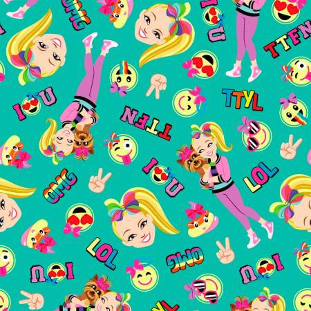 Jojo Bow Bow Emoji Friends Fabric. Quilting Cotton Fabric. 100% Cotton ...