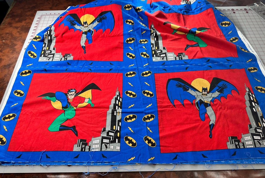 Batman & Robin Square Cheater Quilt DC Comics. 90s Vintage Thin Cotton ...