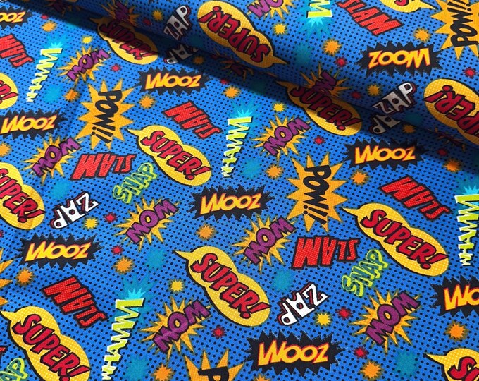 Novelty Cotton Fabric Comic Words Fabric. 100% Cotton Fabric Quilting ...