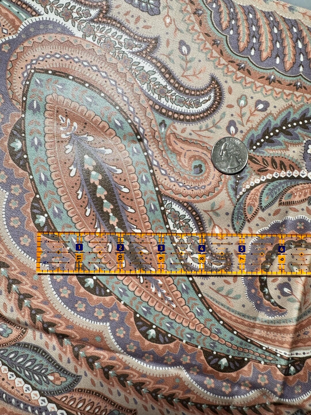 Large Tan Paisley Teflon Upholstery Home Decor Fabric. Vintage Stanley ...