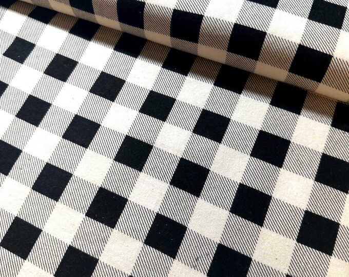 Eddie Bauer Black White Buffalo Plaid Super Snuggle Flannel Fabric ...