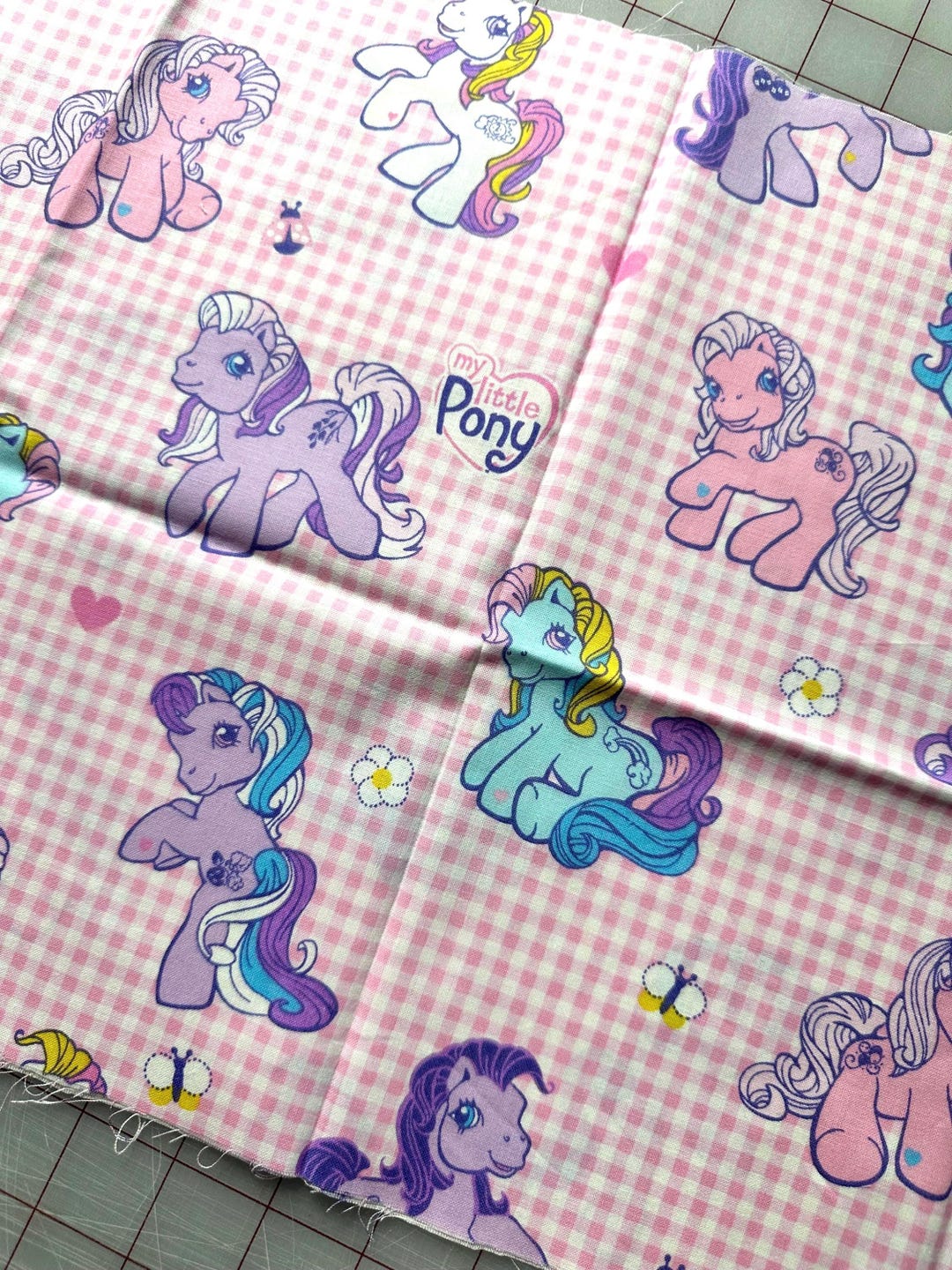 My Little Pony on Pink Gingham Fabric. Pinky Pie Girly Fun OOP Rare ...